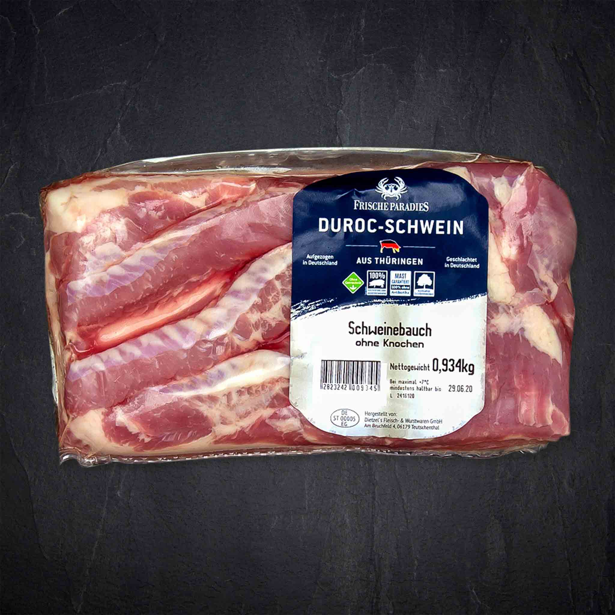 Frischeparadies Schweinebauch ohne Knochen mit Schwarte DUROC online kaufen